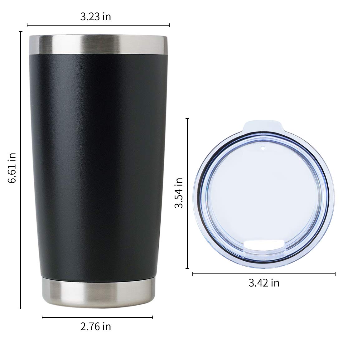 DOMICARE 20oz Stainless Steel Tumbler Bulk with Lid, Double Wall Vacuum Insulated Travel Mug, Powder Coated Coffee Cup, Powder Black, 12 Pack
