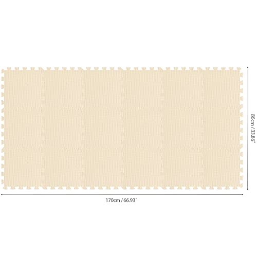 qqpp EVA Rubber 18 Tiles Interlocking Puzzle Foam Floor Mats - Baby Play Mat for Playing | Exercise Mat for Home Workout. Beige. QC-Jb18N