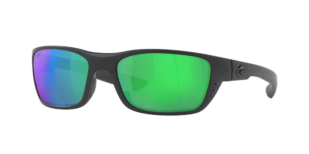 Costa Del Mar Whitetip 6S9056 905605 58MM 01 Blackout/Green Mirror 580P Plastic Polarized Square Sunglasses for Men + BUNDLE With Designer iWear Eyewear Kit