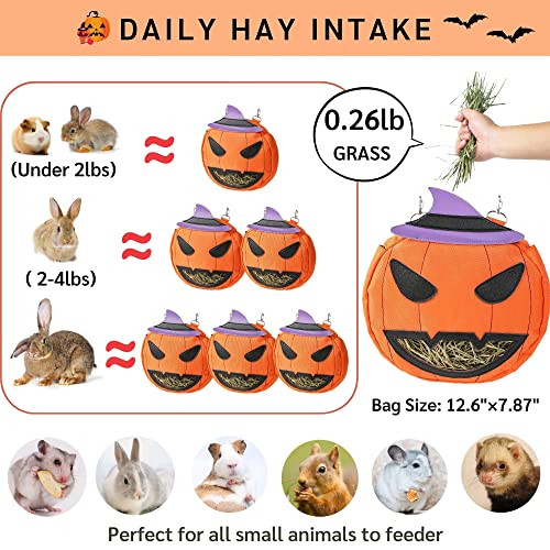 JanYoo Warm Bunny Bed for Rabbits Outdoor Cage & Rabbit Hay Feeder Halloween