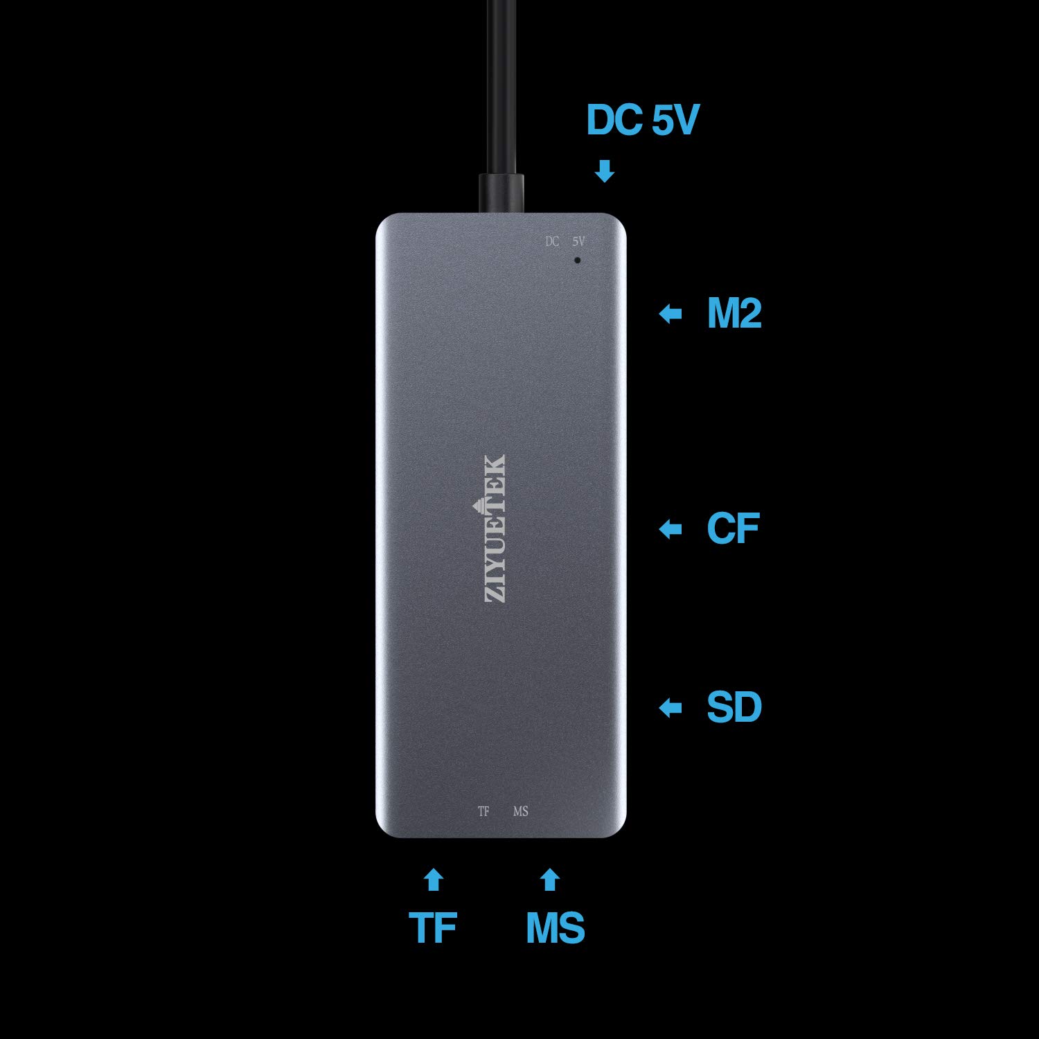 CF Card Reader,USB 3.0 to Compact Flash Memory Card Reader Adapter 5Gbps Read 5 Cards Simultaneously for SDXC, SDHC, SD, Micro SDXC, Micro SD, Micro SDHC, M2, MS, CF and UHS-I Card (Grey)