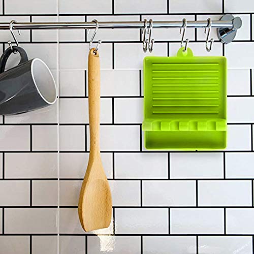 ENIVING 2PCS Kitchen Utensil Rest for Spoons Kitchen Utensil Holder for Countertop, Utensil Rest with Drip Pad for Multiple Utensils, Heat-Resistant, BPA-Free Spoon Rest & Spoon Holder for Stove Top