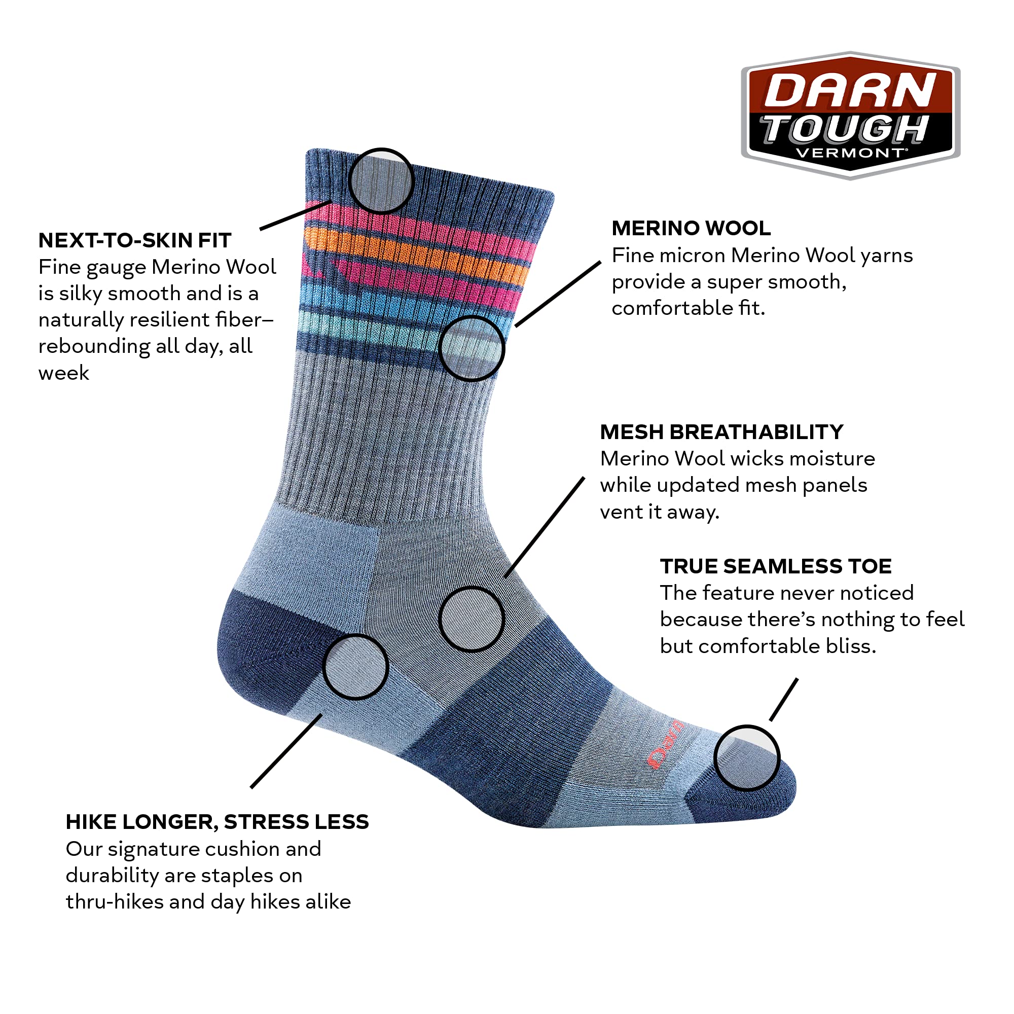 Darn Tough Vermont Kelso Micro Crew Light Cushion Dark Oatmeal MD (US 7.5-9.5)