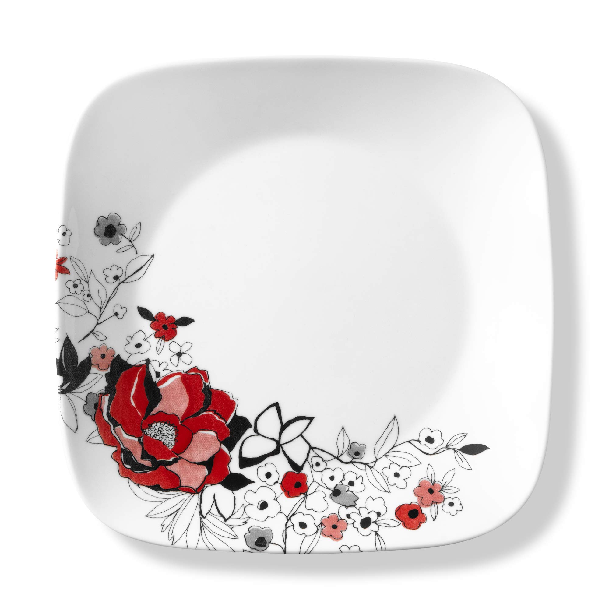 Corelle Boutique Square Chelsea Rose 16-Piece Chip Resistant Dinnerware Set, Service for 4