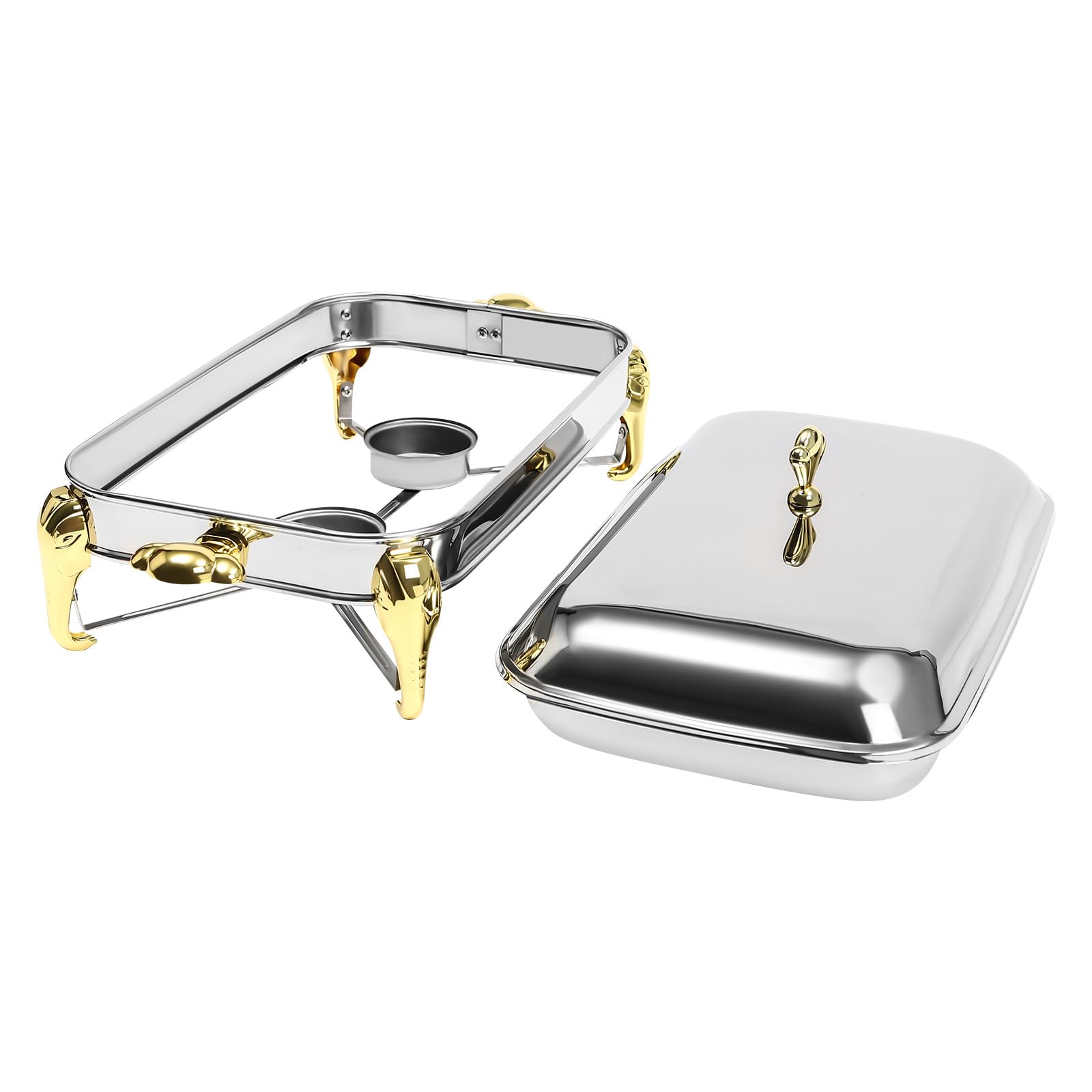 Chafing Dish Buffet Set Server Stainless Steel Chafing Dishes Oven Safe Glass Rectangle Food Warmer for Event Party Holiday 2.9L