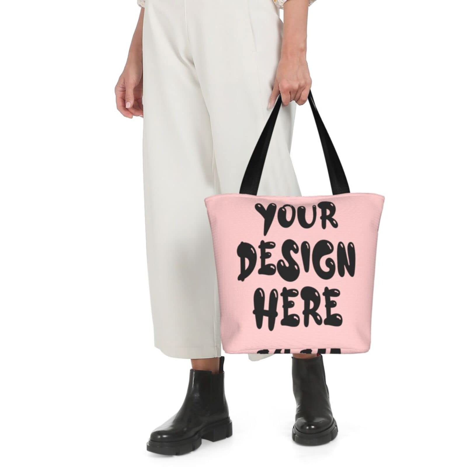 Custom tote bag Add Your Design Here Custom Tote Bag durable Great Gift Add Your Name Your Text Custom Tote Bag Pink One Size