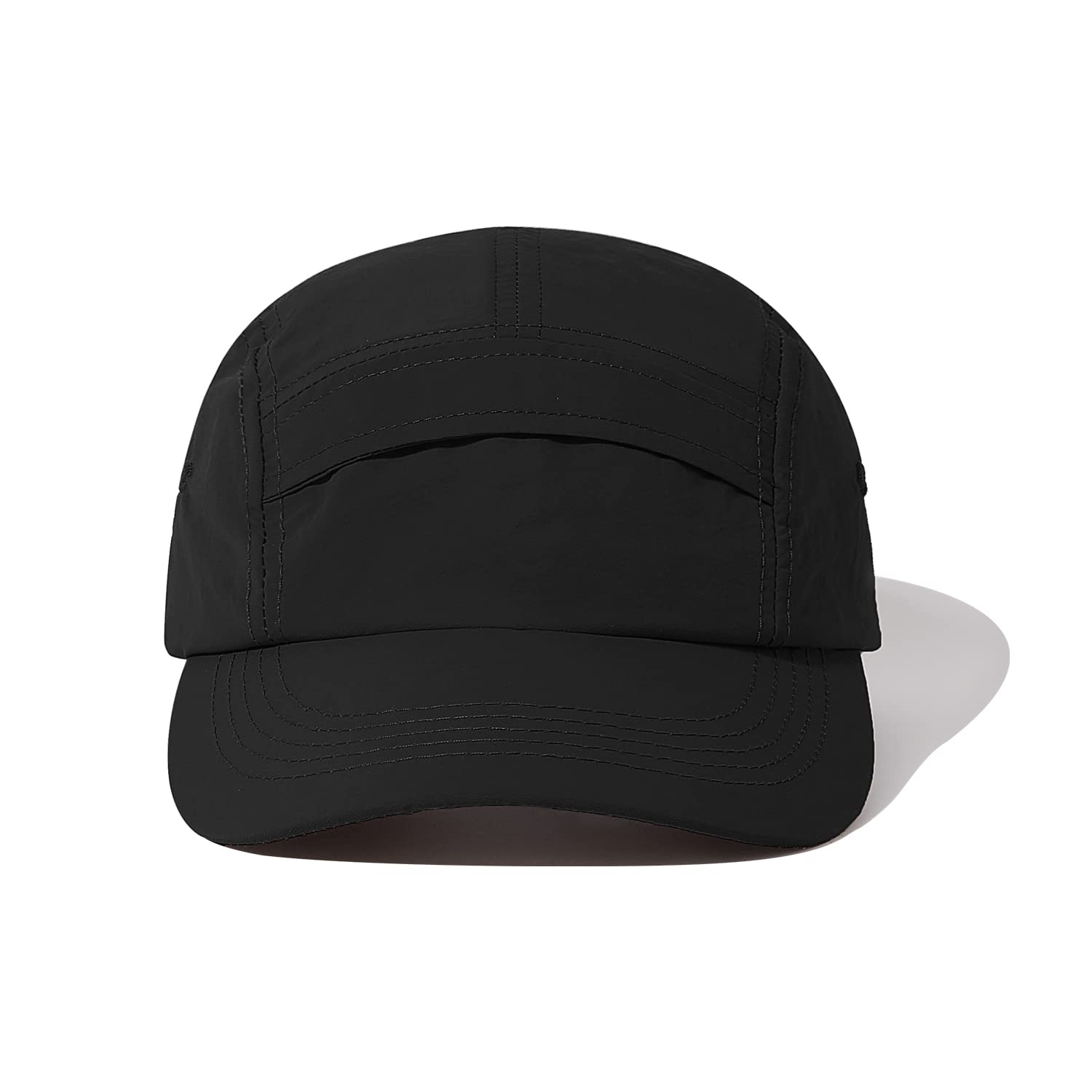 CLAPE Curved Brim 5 Panel Hat UPF50+ Sun Hats Quick Dry Outdoor Sports Run Cap (GD50-Black)