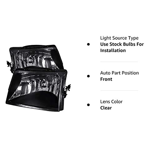Carpartsinnovate For 98-00 Ford Ranger Pickup Euro Style Black Headlights Head Lamps Pair