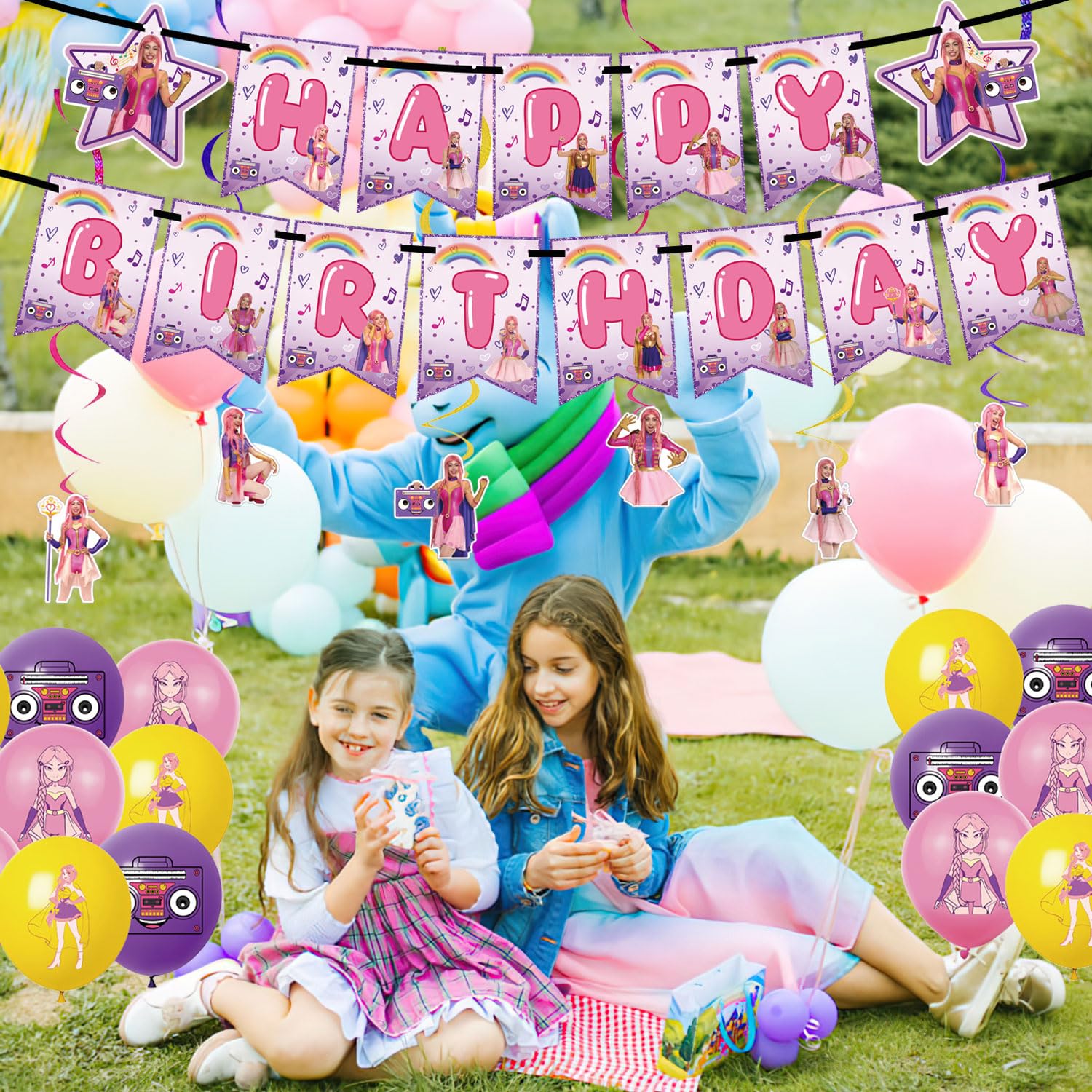 Generic πΏπ’ππ ππππππ Birthday Party Decorations, Music Themed Birthday Banner Honeycomb Centerpieces Hanging Swirls Cupcake Cake Toppers Party Balloons for Birthday Baby Shower Party Supplies