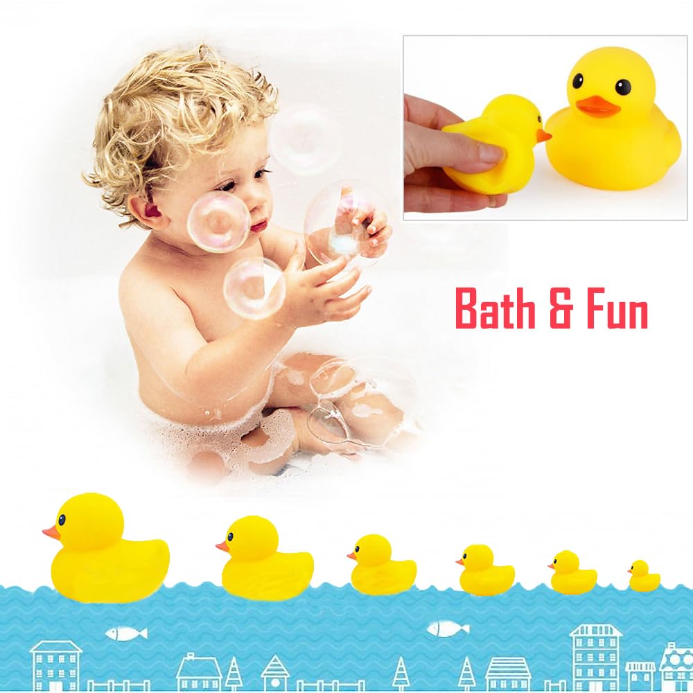 Novelty Place Rubber Duck Family Pack Ducky Baby Bath Toy for Kids (Pack of 6)