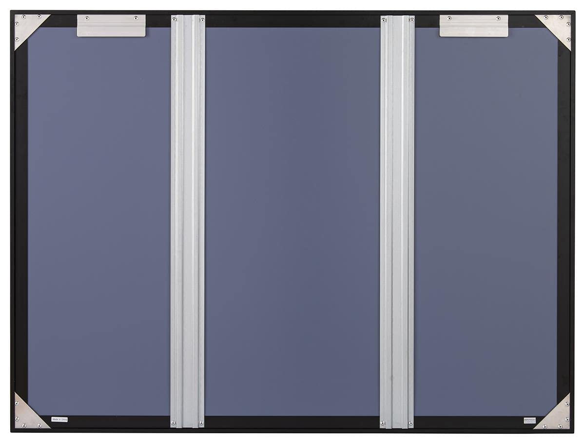 Displays2go 4' x 3' Enclosed Locking Bulletin Board for Indoor Use, Gray Fabric - Black (FBSD43BKGLG)