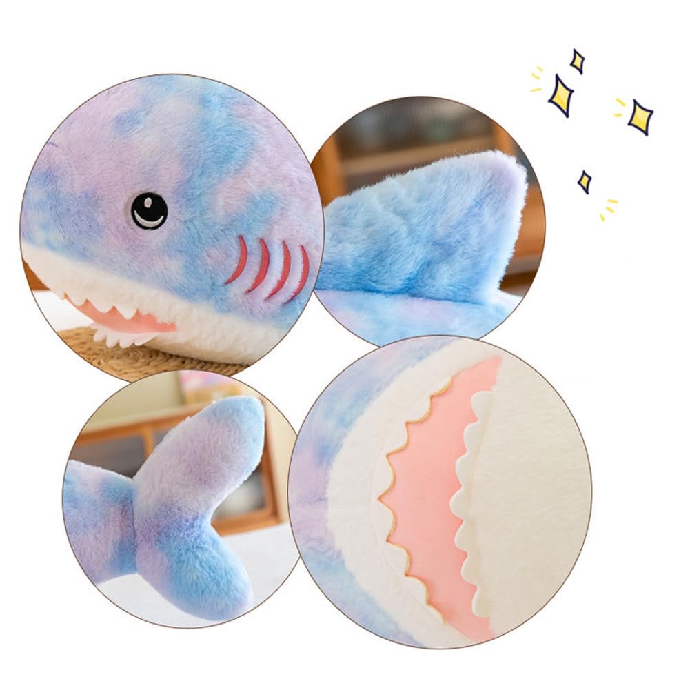 KOJAGARRI Plush Rainbow Shark Dolls,Very Soft Colorful Whale Shark Hugging Pillow,Cute Plush Doll Fish Plush Toy,Birthday, 11 inch