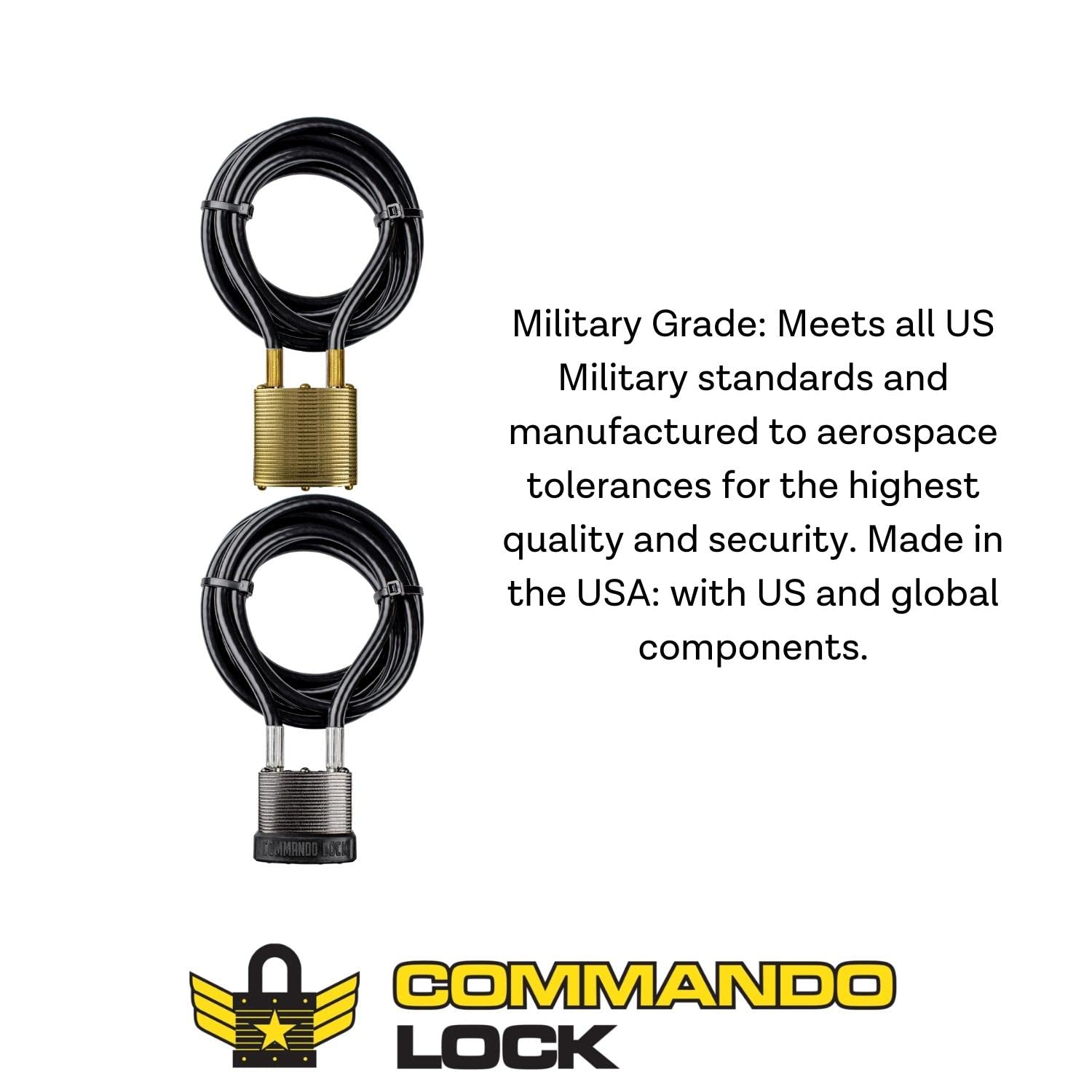 Commando | Cable Lock Brass | Military-Grade | 8 Ft.