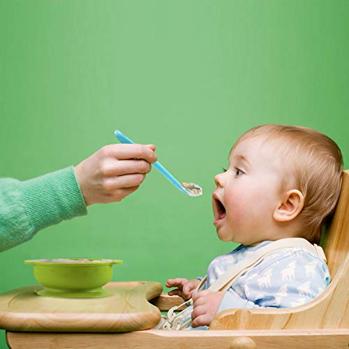 PandaEar Set of 2 Silicone Stay Put Suction Bowls | Large Cup Base| Food Grade Soft Safe BPA-Free Silicone | Babies Toddlers Infants | (Blue & Green)