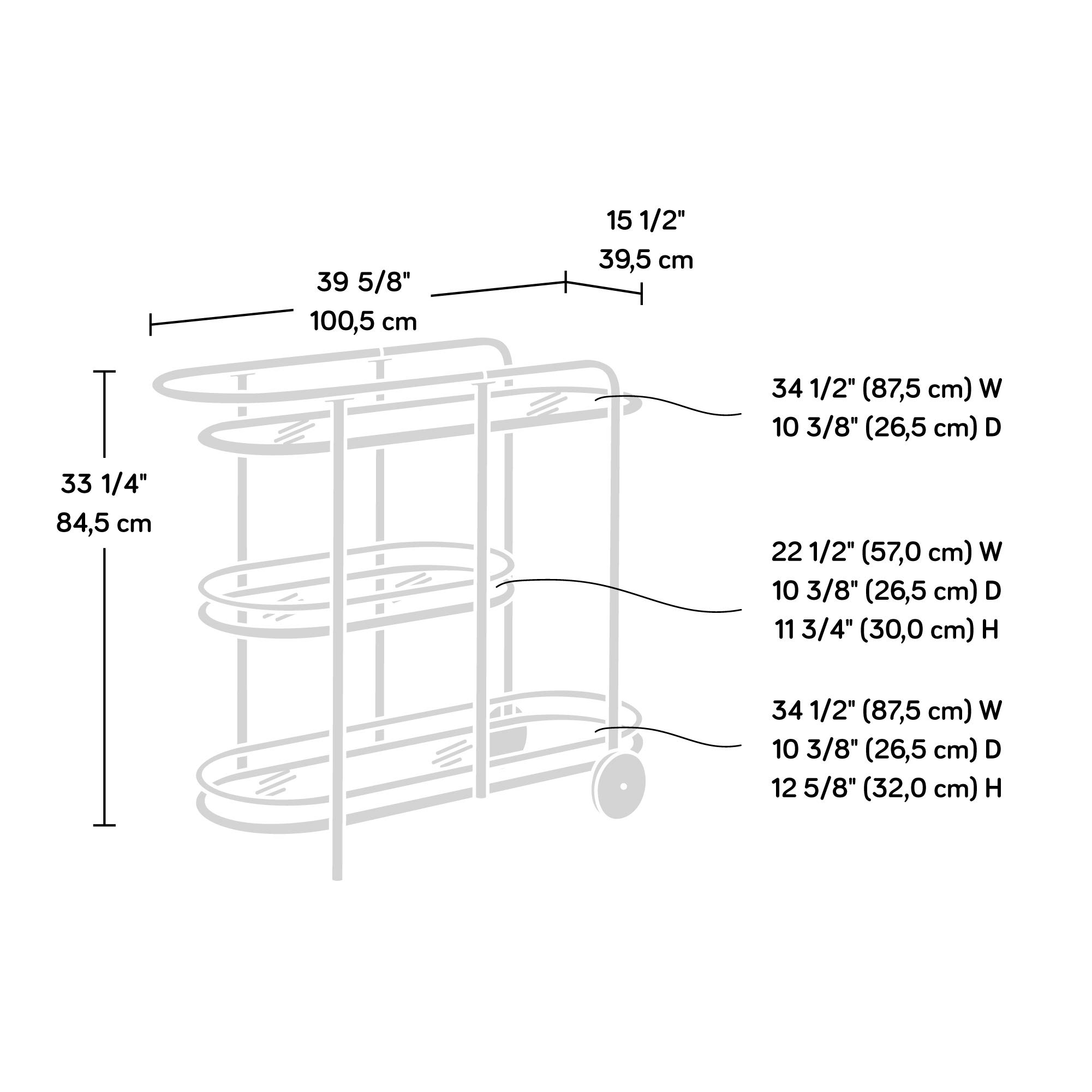 Sauder Coral Cape Bar Cart/Pantry cabinets, Satin Gold Finish