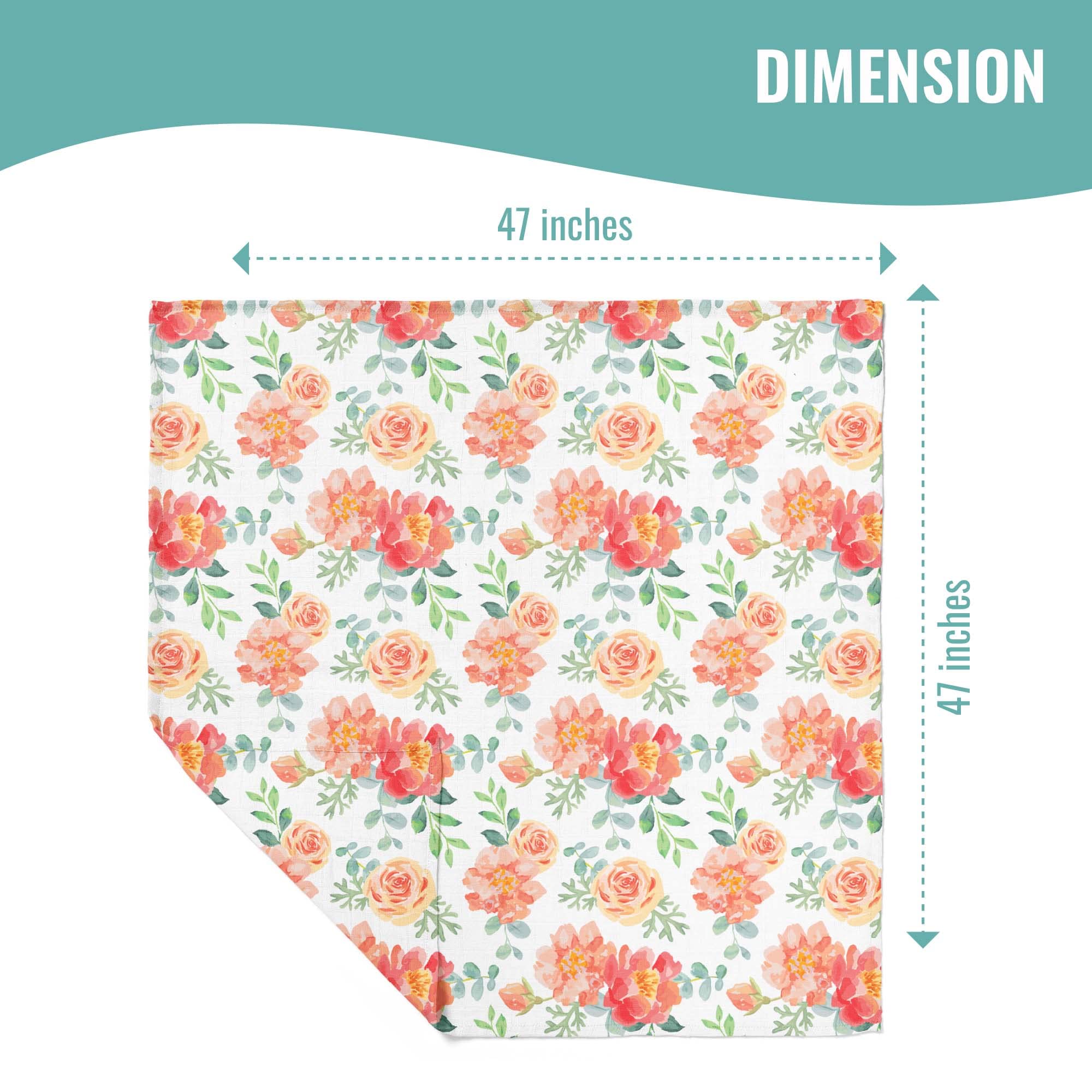 Featherhead™ 100% Cotton Muslin Swaddle Blankets for Baby Girl - Large 47”x 47” - Pre-Washed, Soft, & Breathable - Newborn Essential & Perfect Baby Registry Gift (4 Pack - Garden Floral)