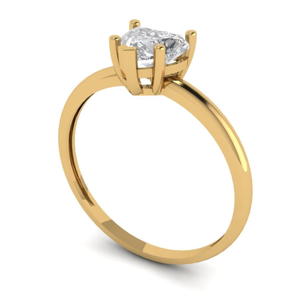Clara Pucci 1.0 ct Heart Cut Solitaire Stunning Lab Created White Sapphire Bridal Wedding Anniversary Engagement Ring 14k Yellow Gold 7