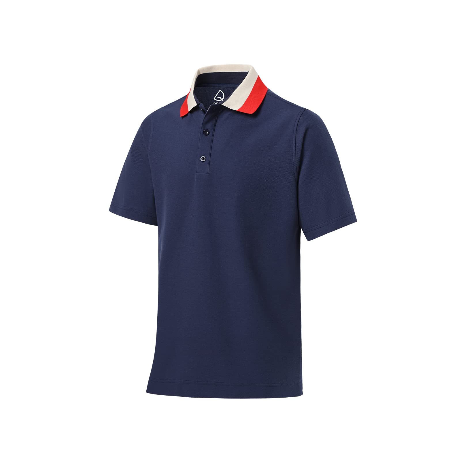DEOLAX Men's Polo Shirt Casual Classic Fit Short Sleeve, Navy Blue, L