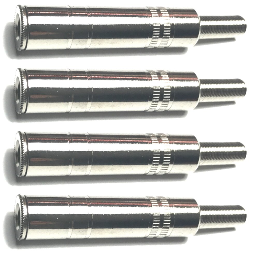 CESS 1/4 Inch TS Female Jack -1/4" Cable Connector for Microphone and Guitar - 6.35mm Mono Socket (4 Pack)