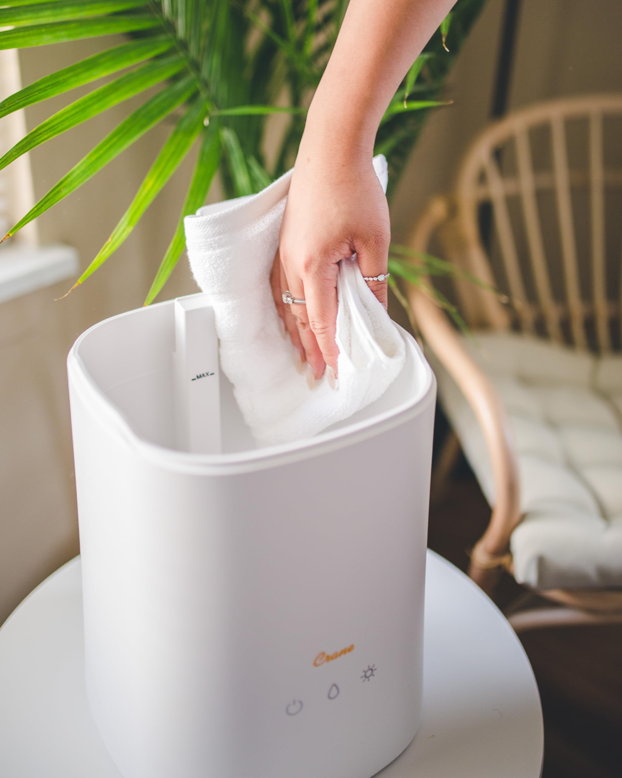 Crane Diffuser and Top Fill Ultrasonic Air Humidifiers for Bedroom and Office, 1.2 Gallon Cool Mist Humidifier for Large Room and Home, No Humidifier Filters Needed, White