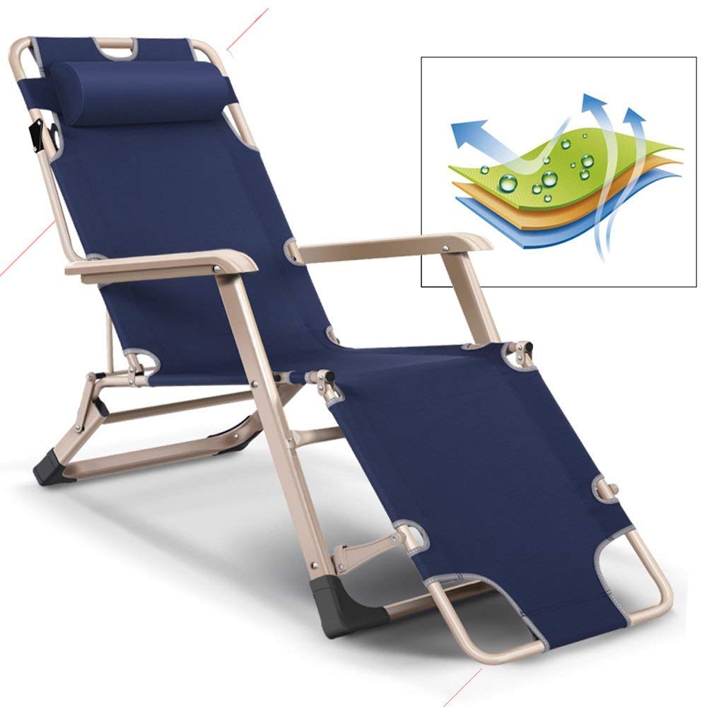 Livebest Folding Lounge Chair Set of 2 Patio Chaise Lounge Chairs, Lay Flat Sun Lounger for Outdoor Patio Lawn Beach Pool Deck Sunbathing, Camping,Supports 300lbs,Dark Blue(2 Pack)