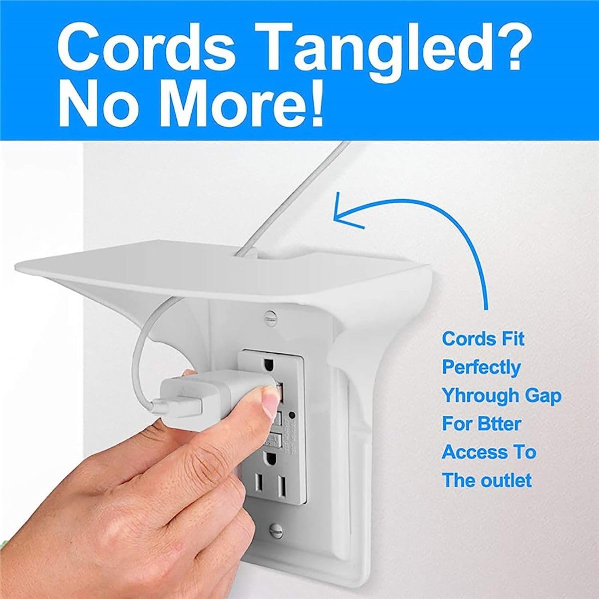 GENERIC Outlet Shelf Wall Holder,Bathroom Wall Shelf up to 10lbs Standard Vertical Duplex Wall Shelf Organizer for Smart Home Decor Space Saving Power Tools, Toothbrush, White, Z5149