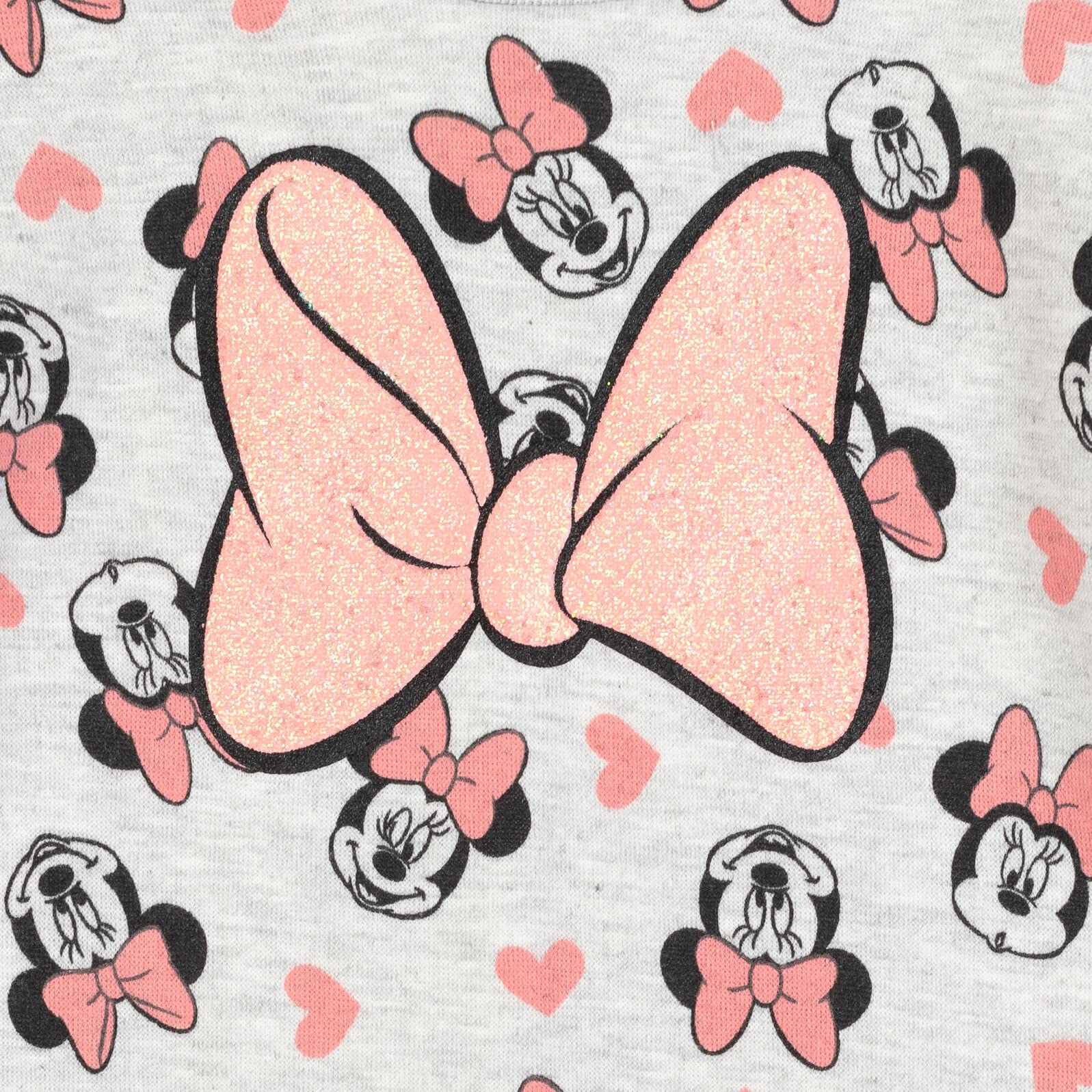 Disney Minnie Mouse Infant Baby Girls Pullover Fleece Sweatshirt and Leggings Outfit Set Light Grey/Pink 18 Months