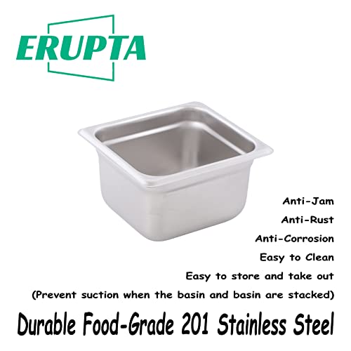 ERUPTA 6 Pack 1/6 Size Steam Table Pan Cover, Stainless steel Commercial Steam table pan Lids, 4" Deep NSF Pan Cover with Handle for Restaurant Hotel Commercial - Food Storage Containers Covers