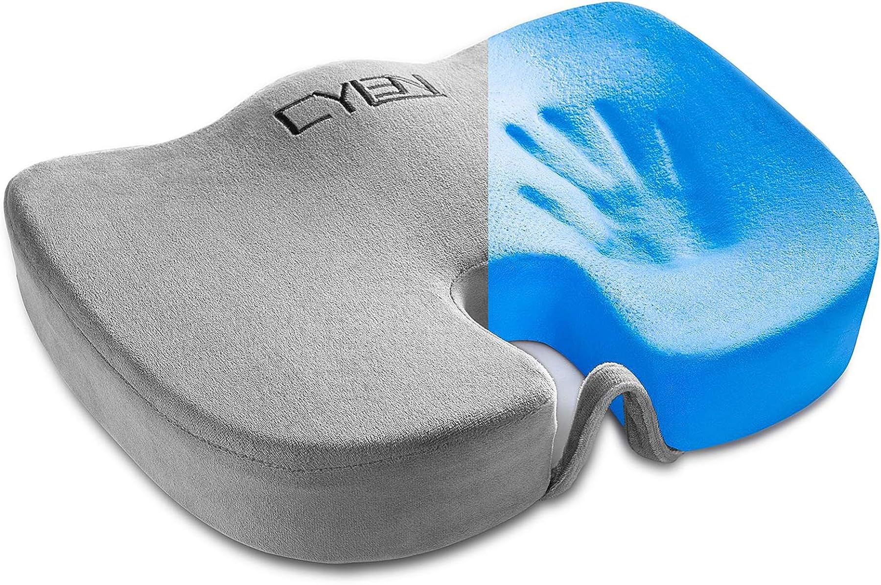 CYLEN Gel Infused Memory Foam Back Cushions & Coccyx seat Cushions for Tailbone Pain -Cooling Seat & Back Cusions for Office Chair Car Wheelchair- Sciatica & Back Pain Relief (Grey)