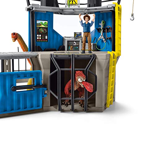 Schleich Dinosaur Toys Science Playset - 33-Piece Set Research Station with Brachiosaurus, Velociraptor, Men Scientist Action Figures, and Dart Cannon, Kids Figurines for Ages 4 and Above