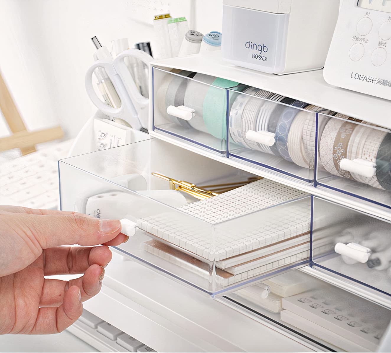 Stackeer Desk Organizer Bathroom Organization With 6 Drawers. Three tier Desk Organizer For Your Home or Office, Desk Supplies, Bathroom organization, School and Accessories (white).