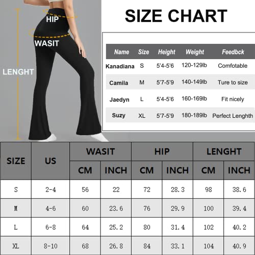 GET-FA Flare Leggings for Women-Bootcut Yoga Pants for Women High Waisted Workout Bootleg Work Pants Dress Pants Black