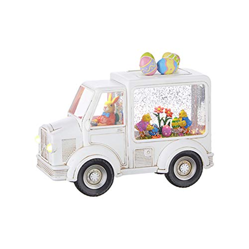 RAZ Imports Easter Bunny LED Lighted Water Lantern, Spring Snow Globe with Continuously Swirling Glitter, 10.25-Inches