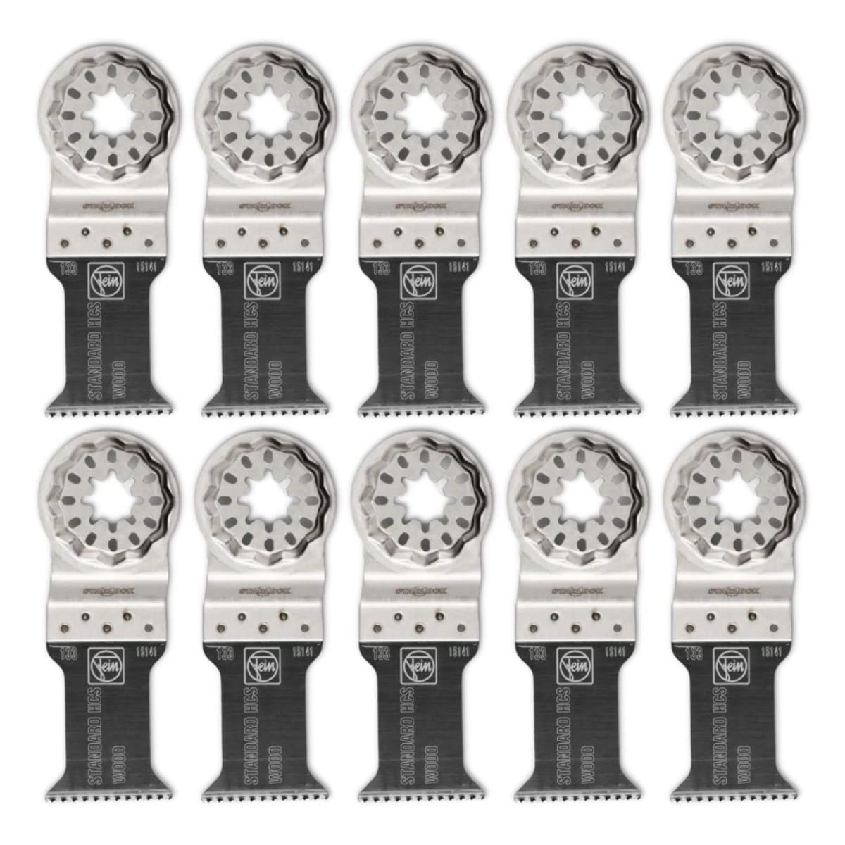 Fein StarLock E-Cut Standard Oscillating Saw Blade - Medium Waisted Shape 1-3/8" Width for All Wood, Drywall and Soft Plastics - Fits Most Multitools - 10-Pack - 63502133290