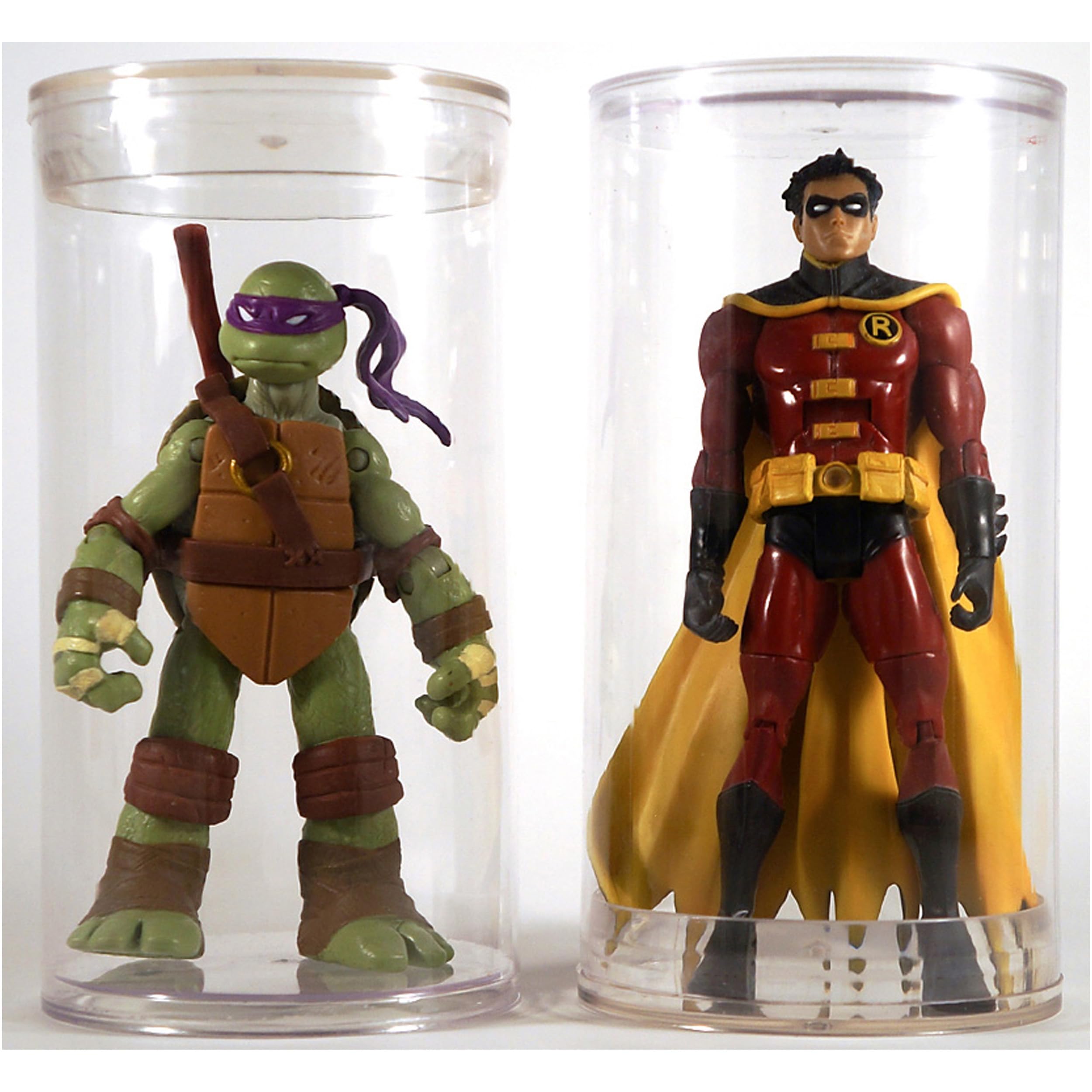Plymor Plastic Action Figure Tube, 3" Wide by 5.5" Tall, with Clear Acrylic Base