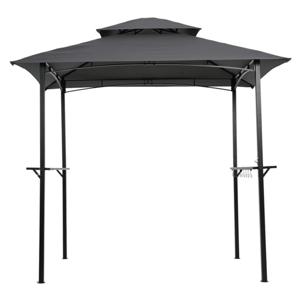CZDYUF 8x5Ft Outdoor Grill Gazebo Light Shelter Tent Double Tier Soft Top Canopy Steel Frame with Led Hook Counters
