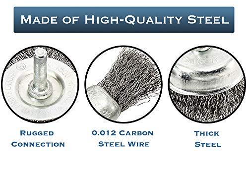 eHomeA2Z Wire Wheel Steel Brush Cup 6 Pcs for Drill 1/4 Inch Arbor (6 Pcs) Abrasive for Cleaning Stripping Rotary Metal Power Drill Paint Rust Removal, for Power Drill Attachment