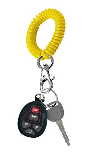 Lucky Line 2” Diameter Spiral Wrist Coil with Trigger Snap, Flexible Wrist Band Key Chain Bracelet, Stretches to 12”, Assorted Colors, 5 Pack (4071005)
