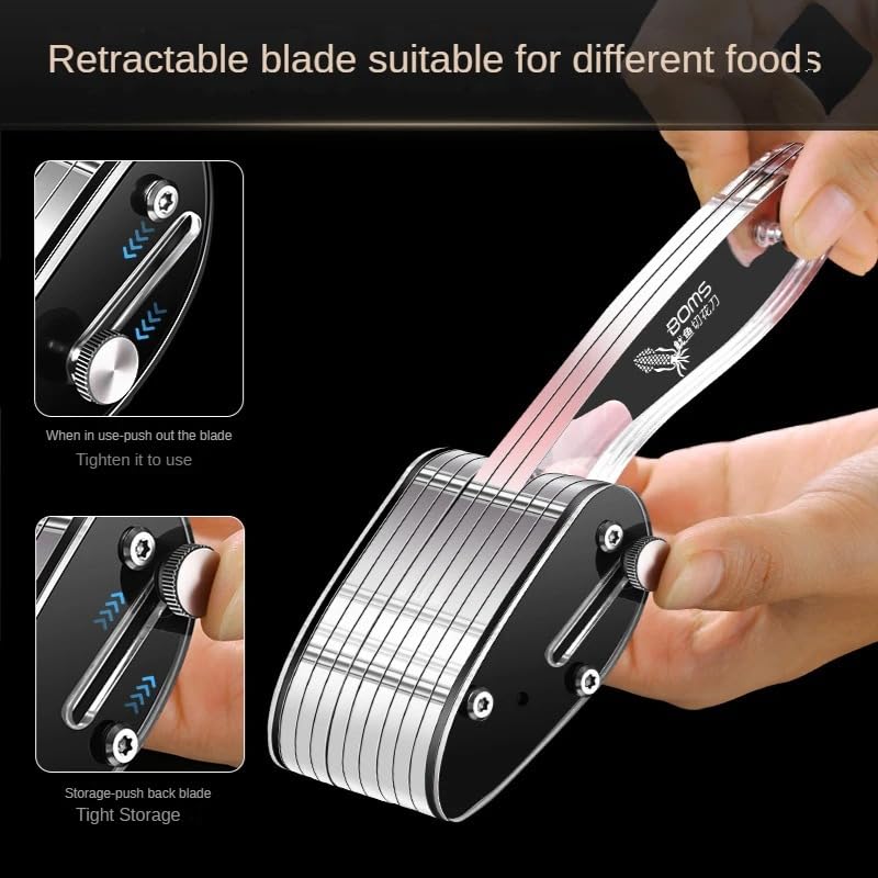Generic Retractable Squid Knife - Novel Kitchen Accessory for Efficient Cutting and Versatile Culinary Applications, 7.09*2.17in, Silver