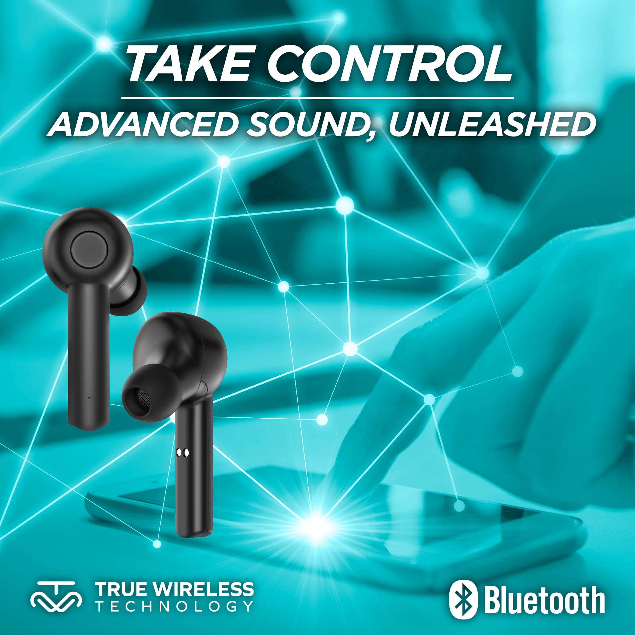 Coby True Wireless Earbuds | Bluetooth Ear Buds with Auto-Pairing | 22-HR Play w/Rechargeable Carry Case | Built-in Microphone |Touch Controls | Siri, Google Assistant Compatible Bluetooth Headphones