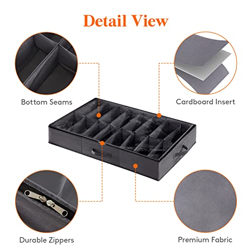 Lifewit 2 Packs Under Bed Shoe Storage Organizer, Total Fit 32 Pairs of Shoes, Foldable Shoe Rack Organizer Container with Reinforced Handle and Clear Cover for Women's and Men's Shoes
