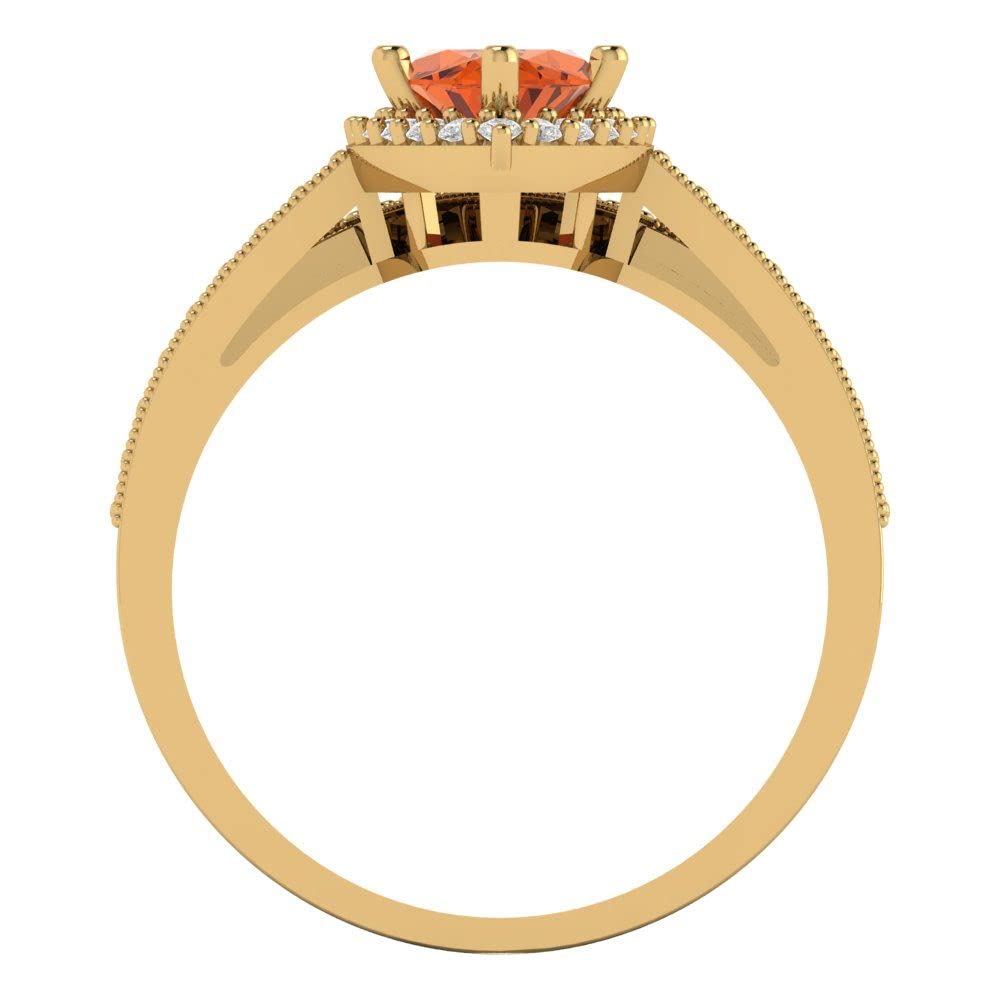 Clara Pucci 2.16ct Marquise Cut Halo Solitaire Simulated Ruby Engagement Promise Anniversary Bridal Ring Band set 18K Yellow Gold 3.5