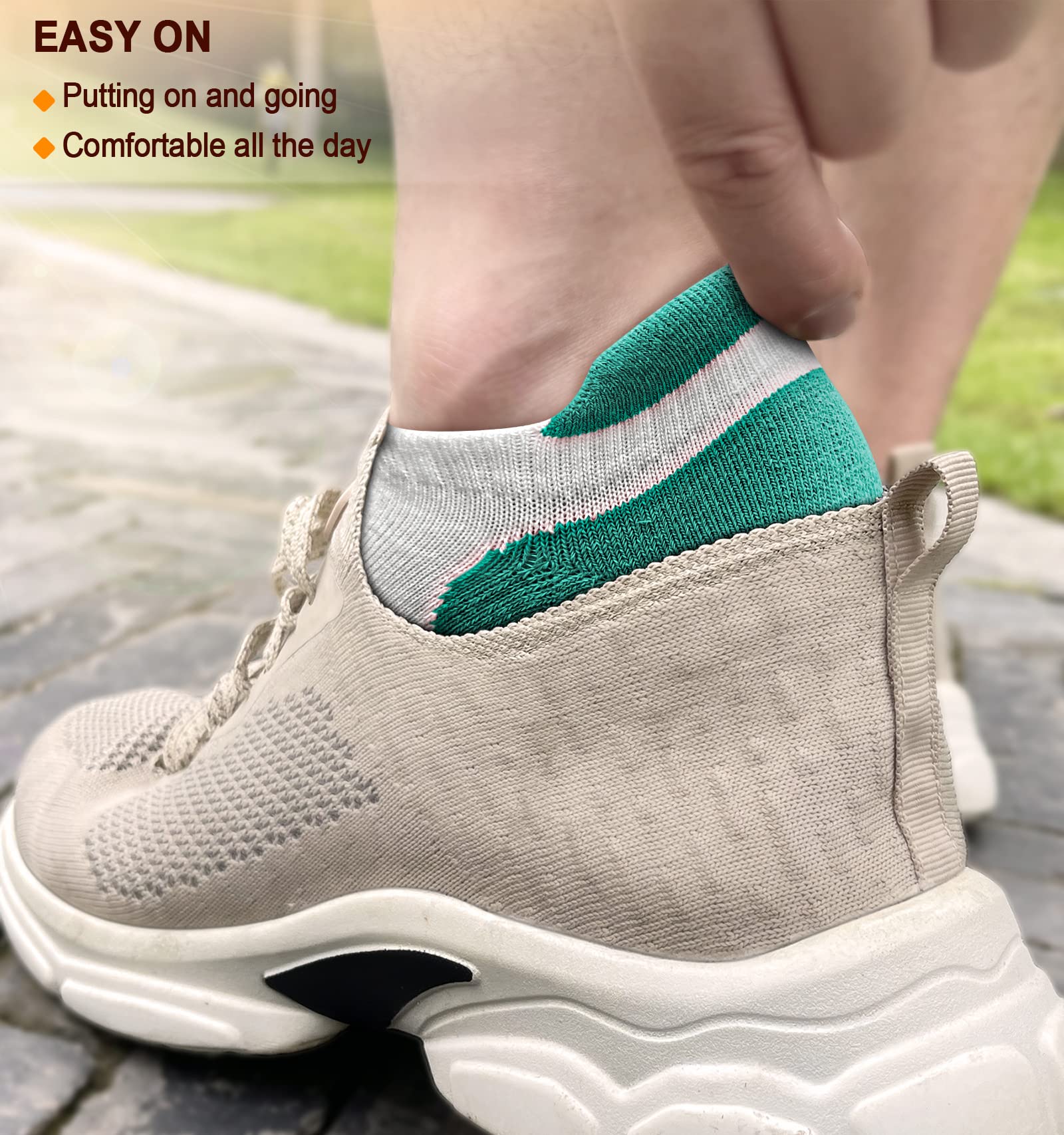 BULLIANT Socks For Women 6Pairs-Womens Athletic Ankle Socks No Show Cushioned for Walking Running-Compression Arch Support(6Pairs,Shoes Size:Women 6-8)