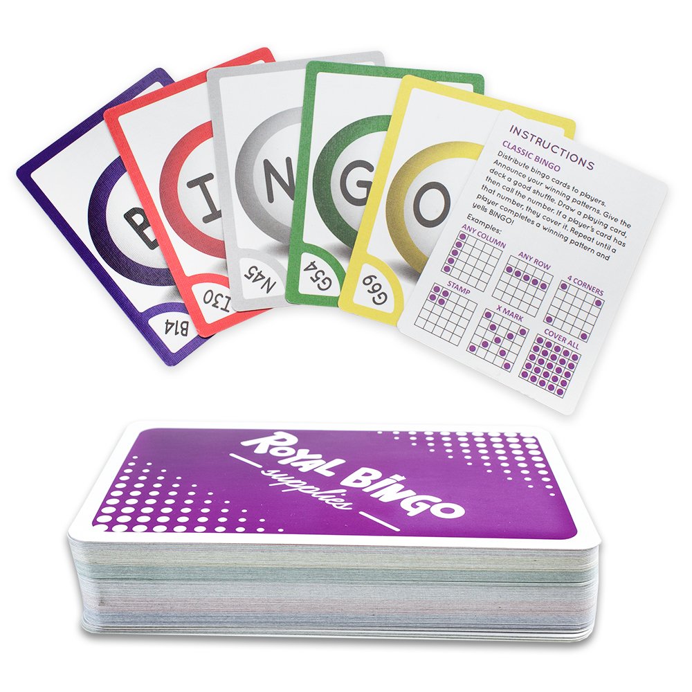Royal Bingo Jumbo Calling Cards - Pack of 84 - High Visibility, 5.25" x 3.75" per Card-Replacement for Raffle and Balls