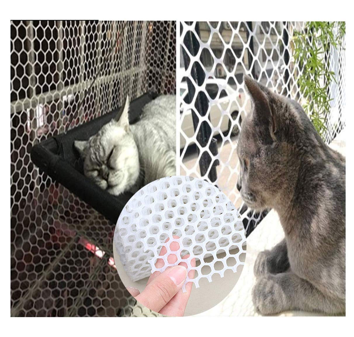 MAGFYLY Chicken Wire Mesh Plastic Fence Net, Child Safety Net, Staircase Balcony Anti-Fall Net, Chicken Duck Rabbit Breeding Netting, Cat Net, Lawn Protection Nets, White, 1x3m