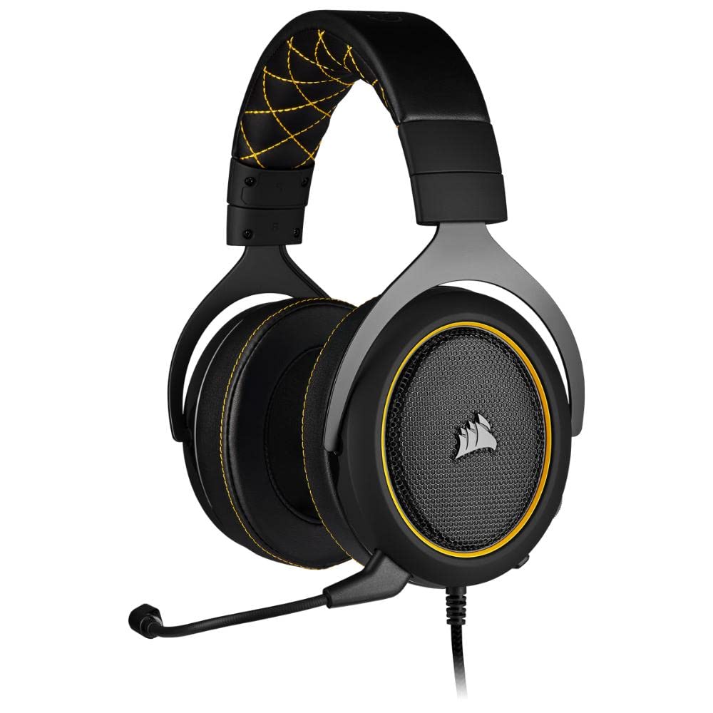 Corsair HS60 Pro β 7.1 Virtual Surround Sound PC Gaming Headset w/USB DAC - Discord Certified β Works with PC, Xbox Series X, Xbox Series S, Xbox One, PS5, PS4, and Nintendo Switch β Yellow