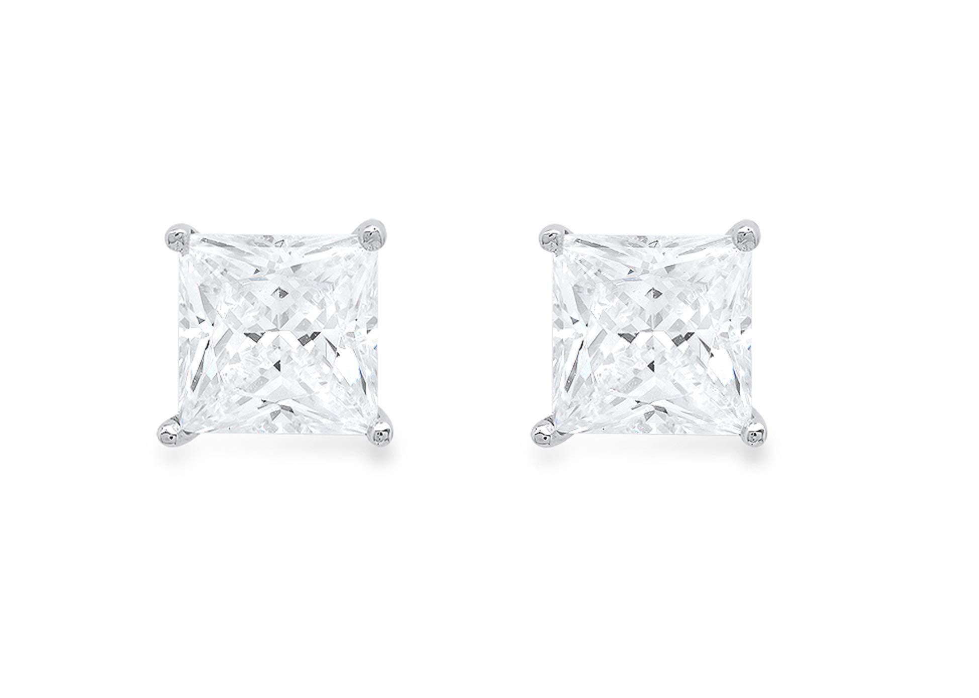 Clara Pucci 2.0 ct Princess Cut Conflict Free Solitaire Fine Genuine Moissanite Anniversary Stud Earrings 14k White Gold Screw Back