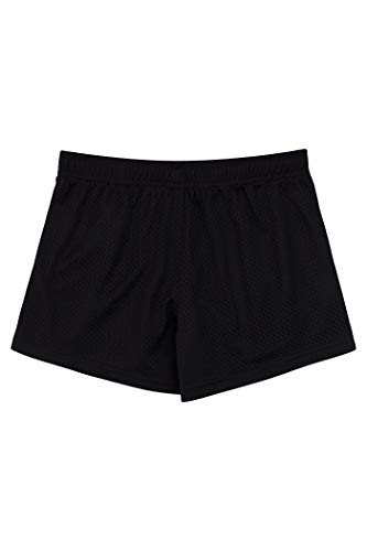 Champion Girls Heritage Foldover Mesh Running Basketball Short 2.75 Inch Inseam (Medium,Varsity Black-Mesh)