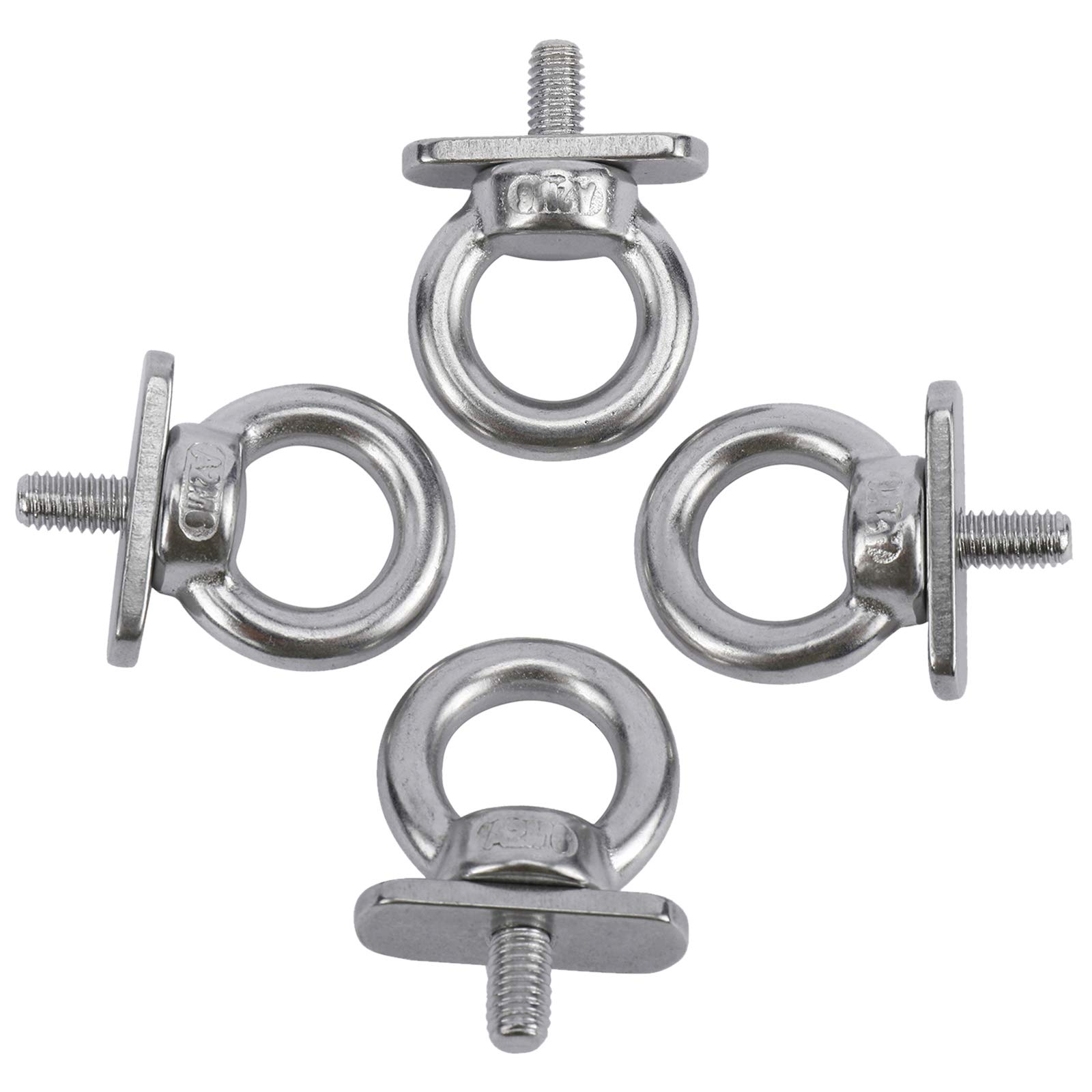 DasMarine Kayak Stainless Steel Track Mount Tie Down Eyelet for Holding Bungee Cord or Ropes (4Pack)