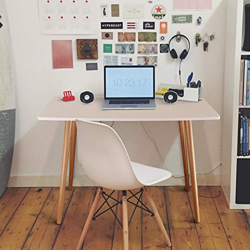 Casual Home Ezly Mid-Century Style Wooden Desk, White Top, Natural Maple Legs
